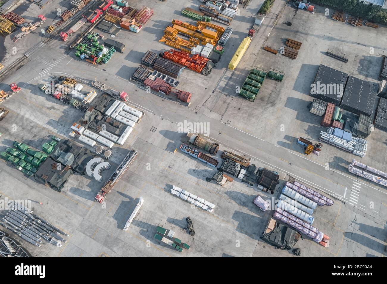 aerial view of raw industrial material in cargo port Stock Photo - Alamy
