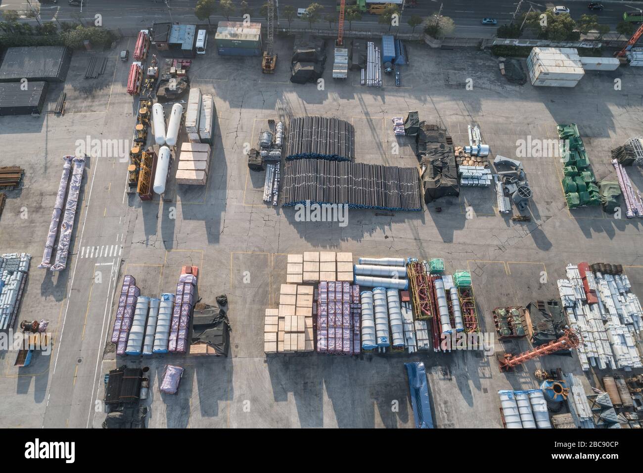 aerial view of raw industrial material in cargo port Stock Photo - Alamy