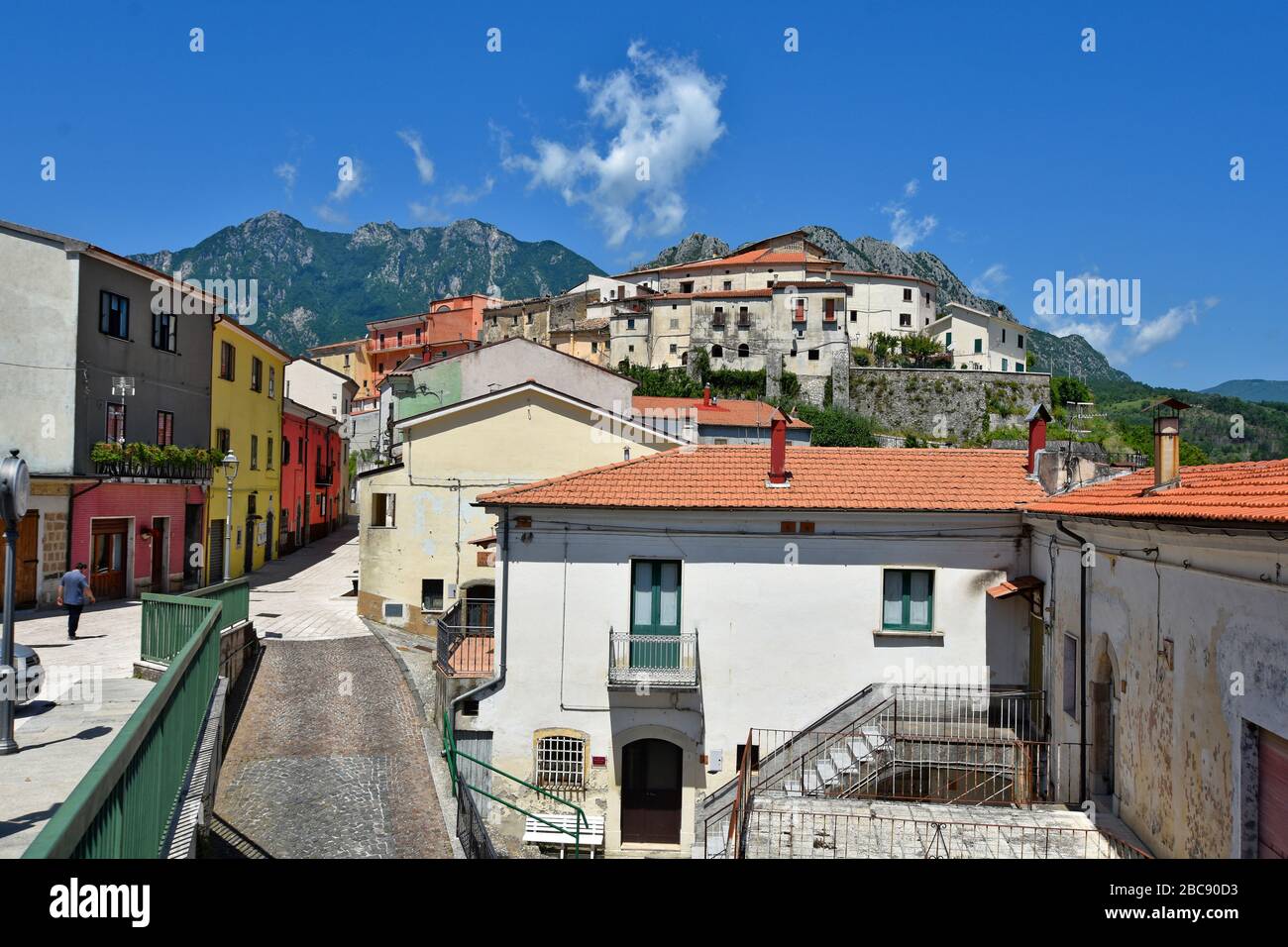 A narrow street between the houses of Scapoli, a village in the Molise ...