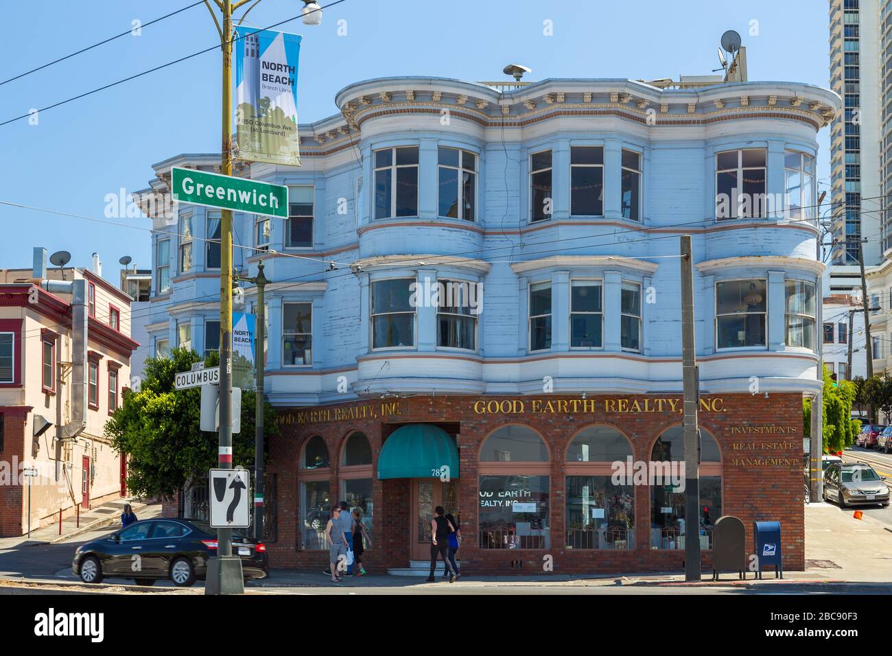 San Francisco, California, USA- 07 June 2015: Elegant facade blue ...