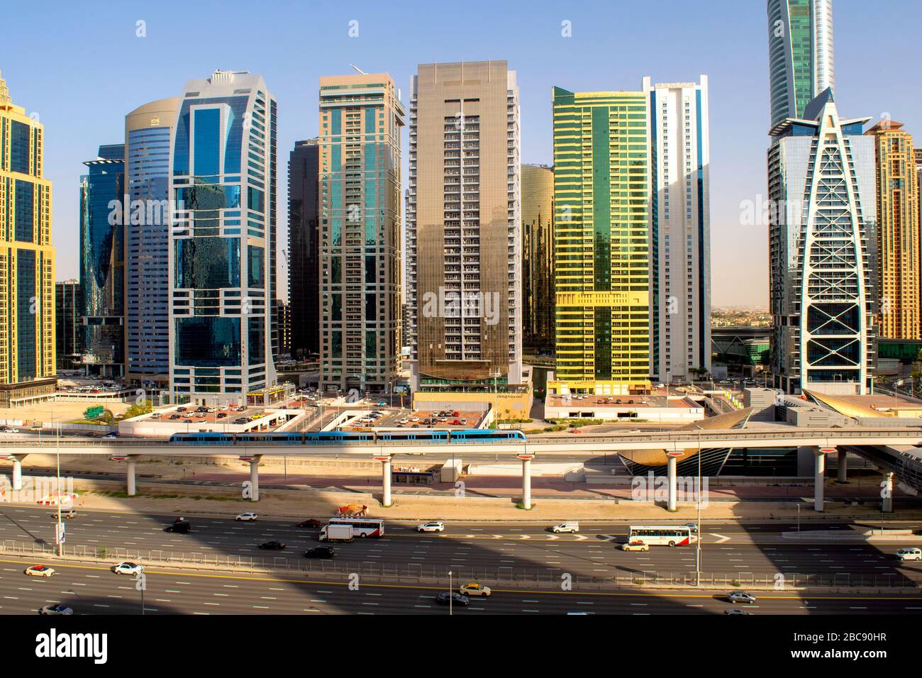Dubai / UAE - March 15, 2020: Jumeirah Lakes Towers skyscrapers and ...