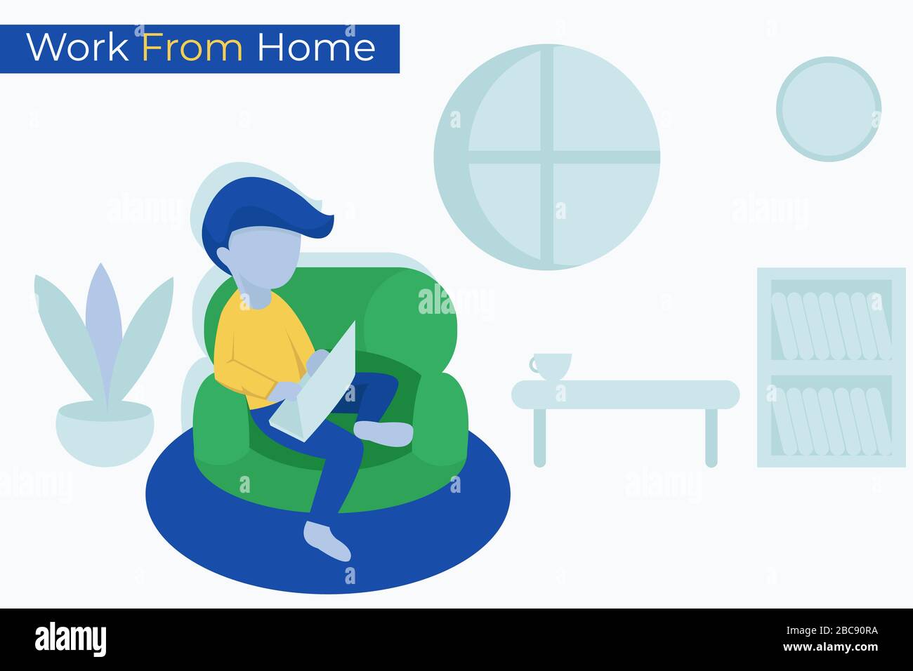 Simple Flat Illustration Style of Work From Home Activity Stock Photo ...