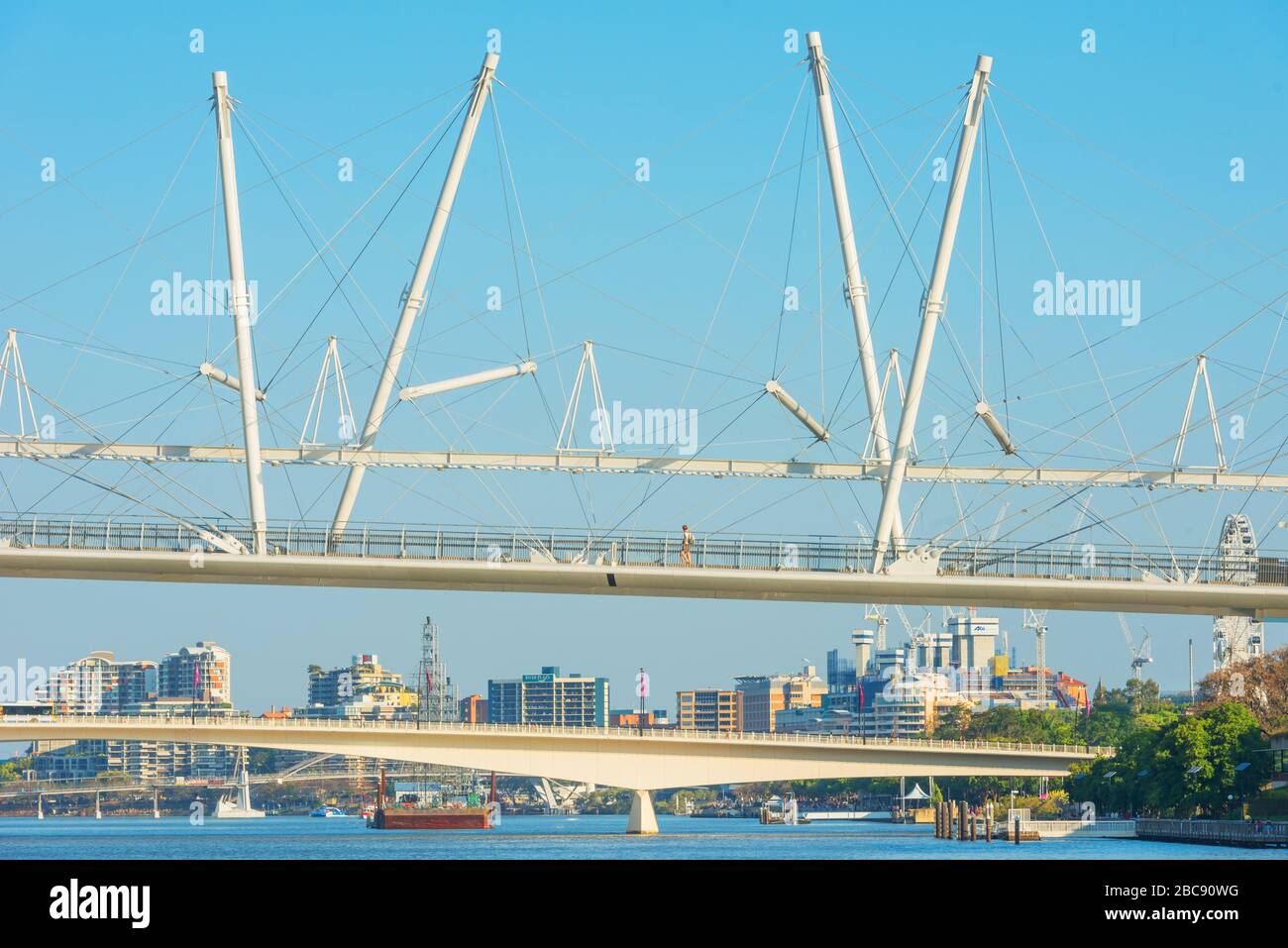 Kurilpa bridge, footbridge crossing the Brisbane River, Brisbane ...