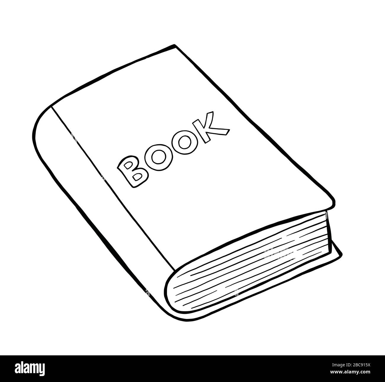 Vector hand drawn illustration of book. Black outlines and white ...