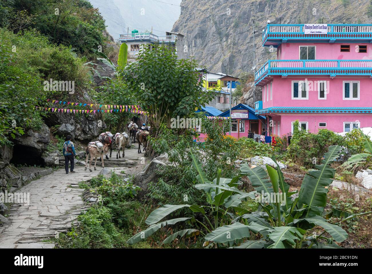 Jagat in Nepal Stock Photo - Alamy
