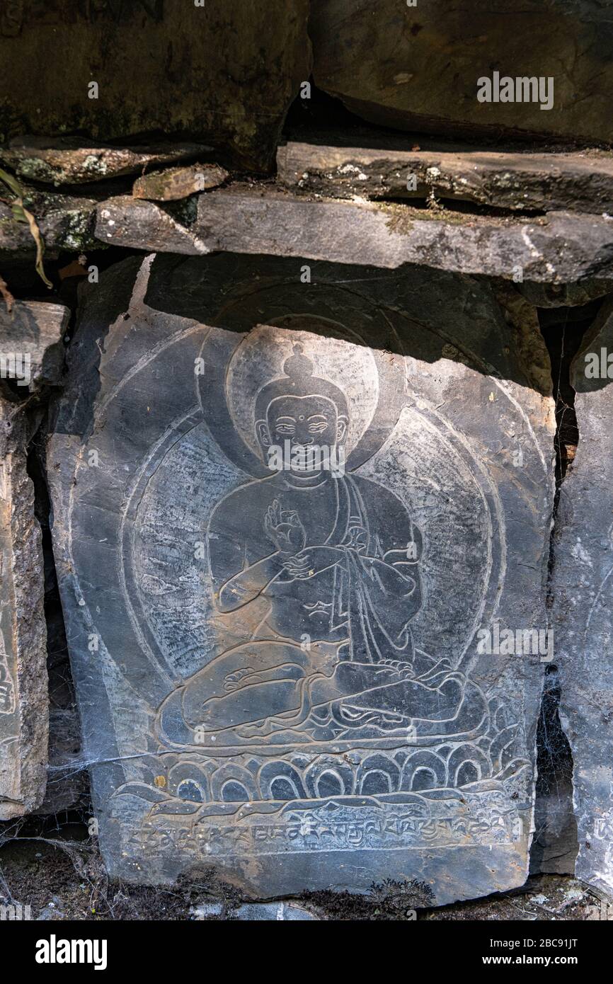 Prayer stones in Nepal Stock Photo - Alamy