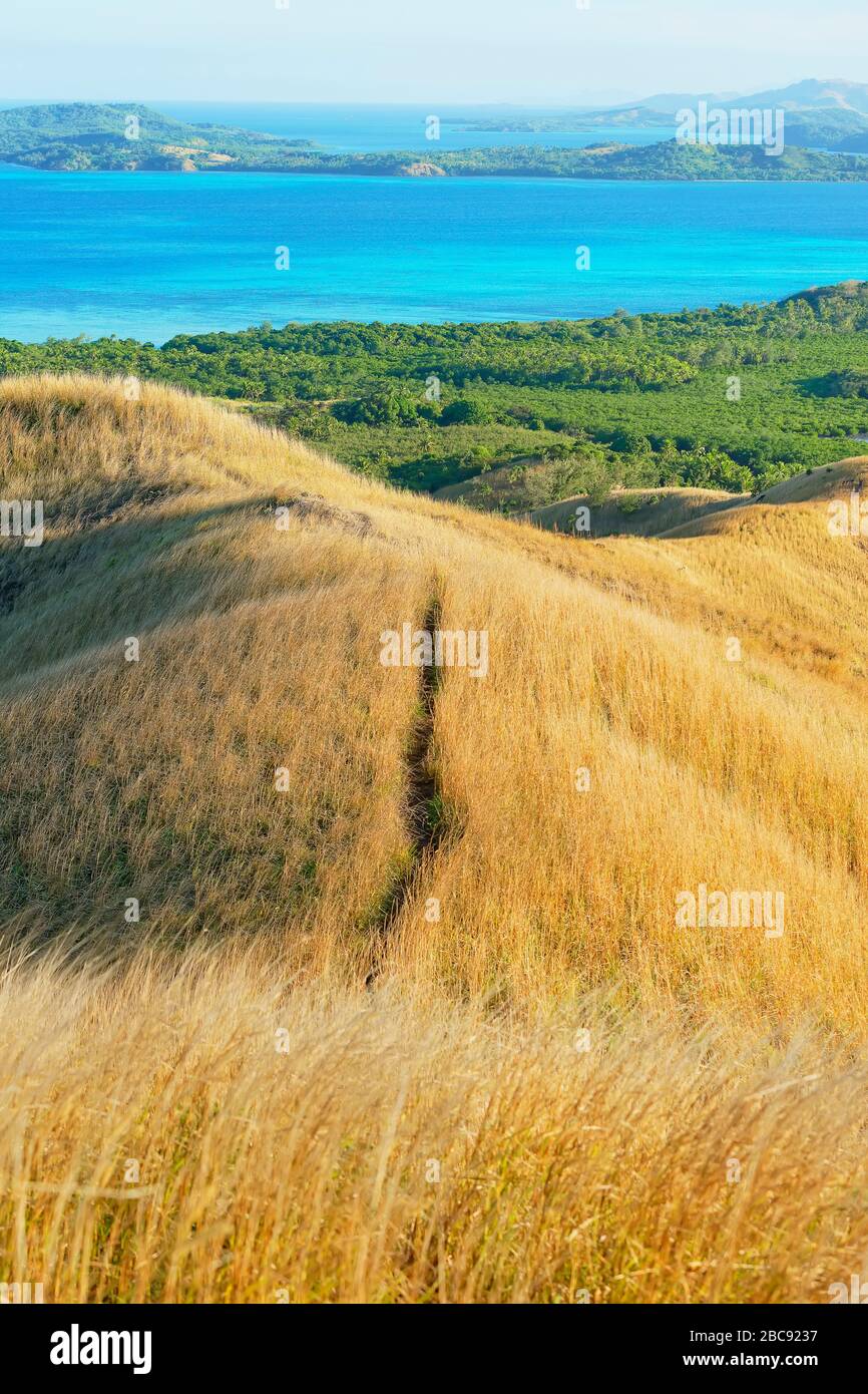 View of Nacula island, Yasawa Group, Fiji, South Pacific islands ...