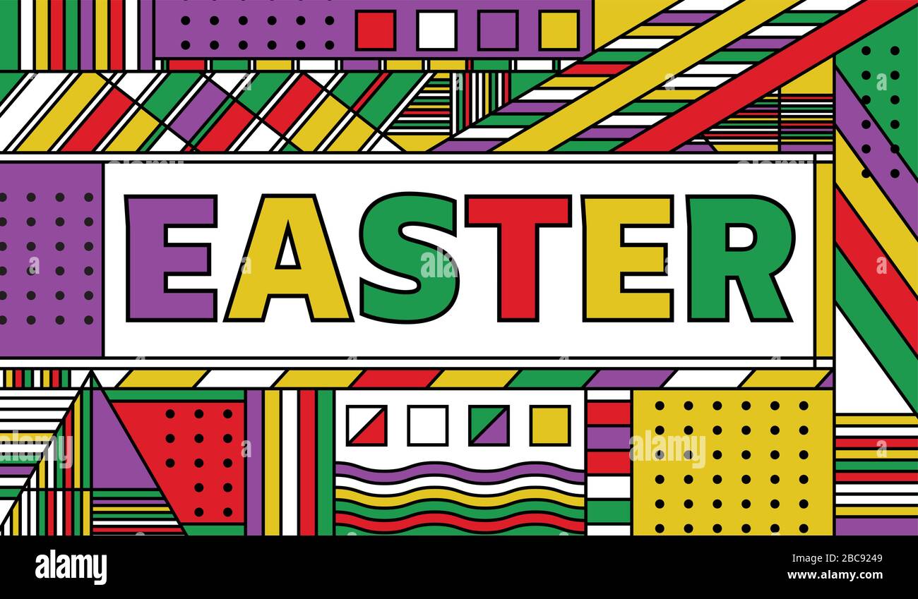 The word EASTER written in abstract patterns and colors illustration ...