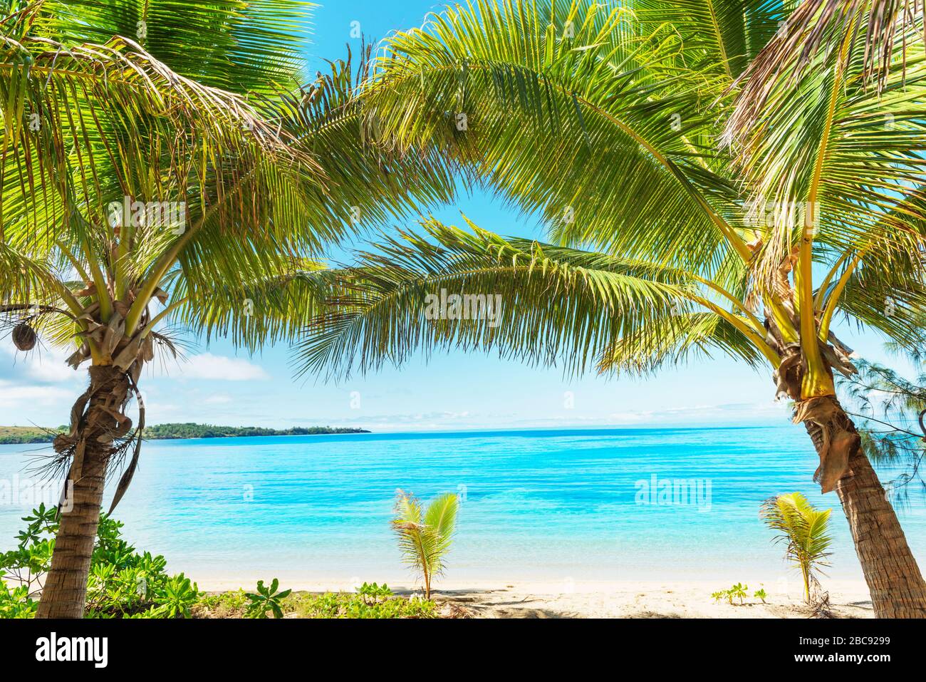 Tropical beach, Drawaqa Island, Yasawa island group, Fiji, South ...