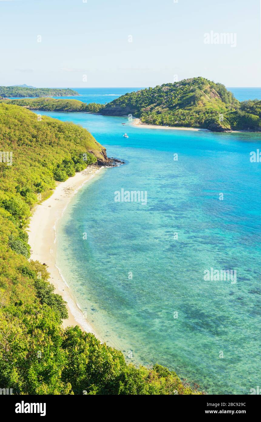 View of Drawaqa Island, Yasawa island group, Fiji, South Pacific ...