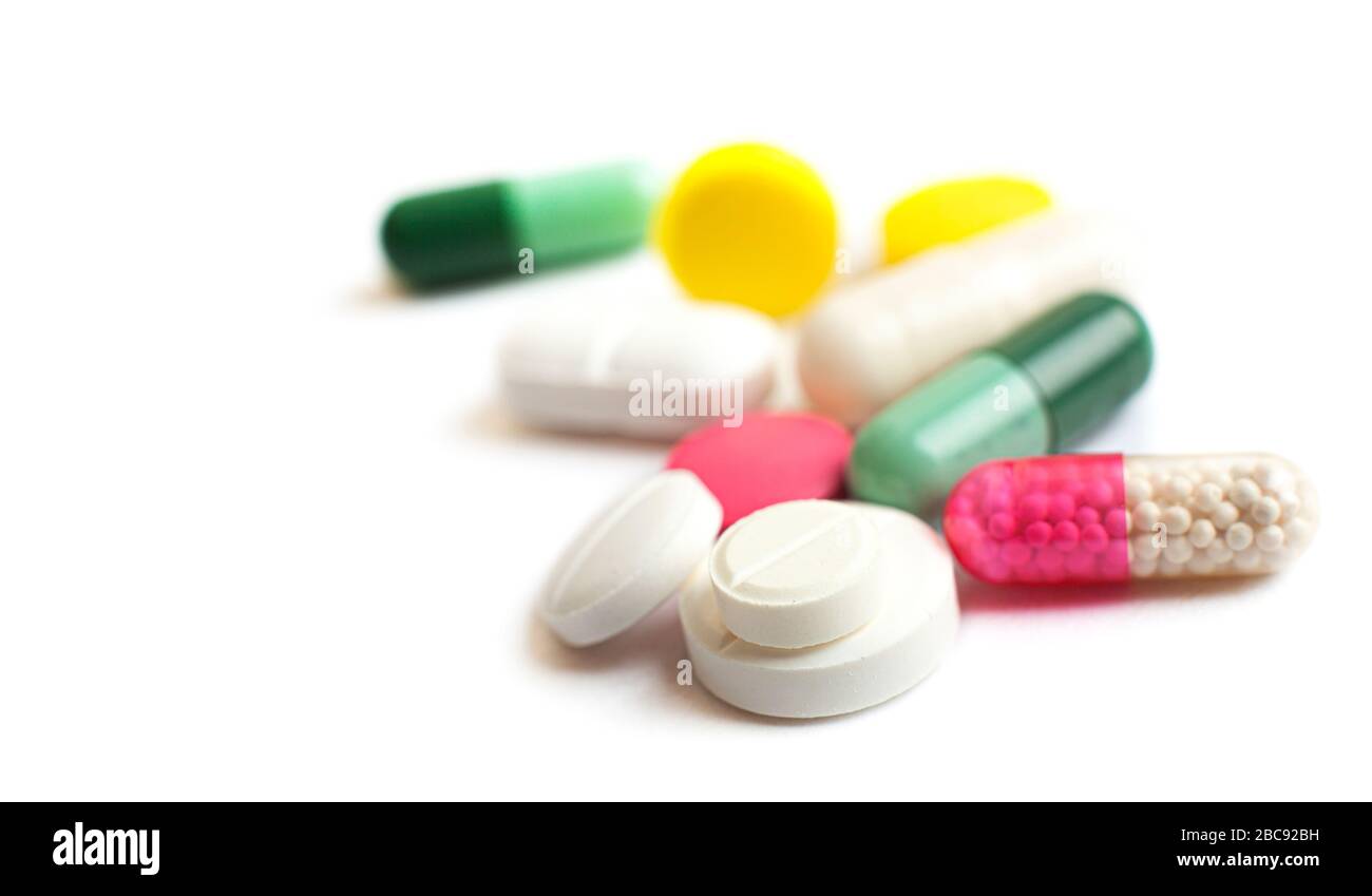 Diferent Tablets mix heap drugs pills capsules therapy doctor flu ...