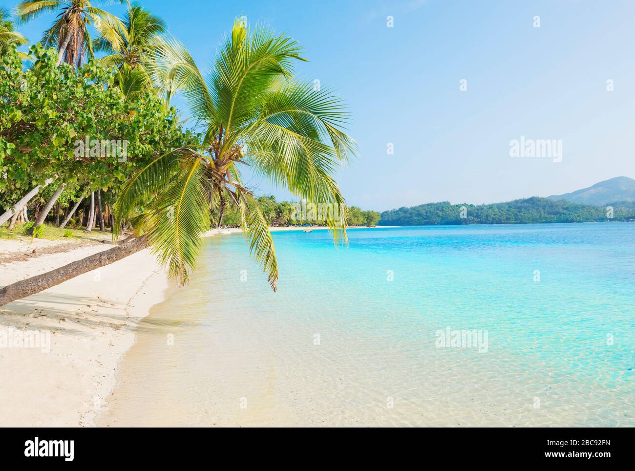 Tropical beach, Nanuya Lailai Island, Yasawa island group, Fiji, South ...