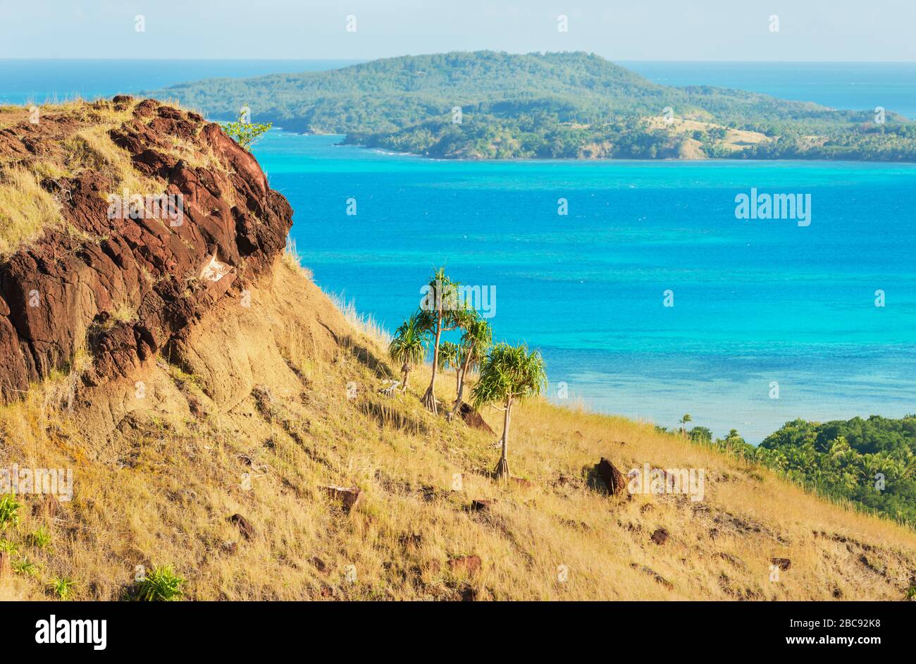 Top view of Nacula island and Nanuya Lailai Island, Yasawa island group ...