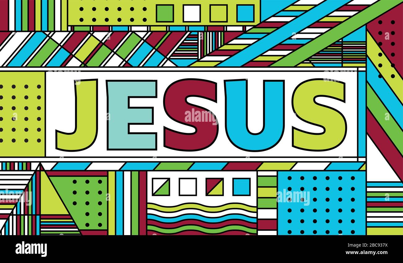 The name JESUS written in abstract patterns and colors illustration ...