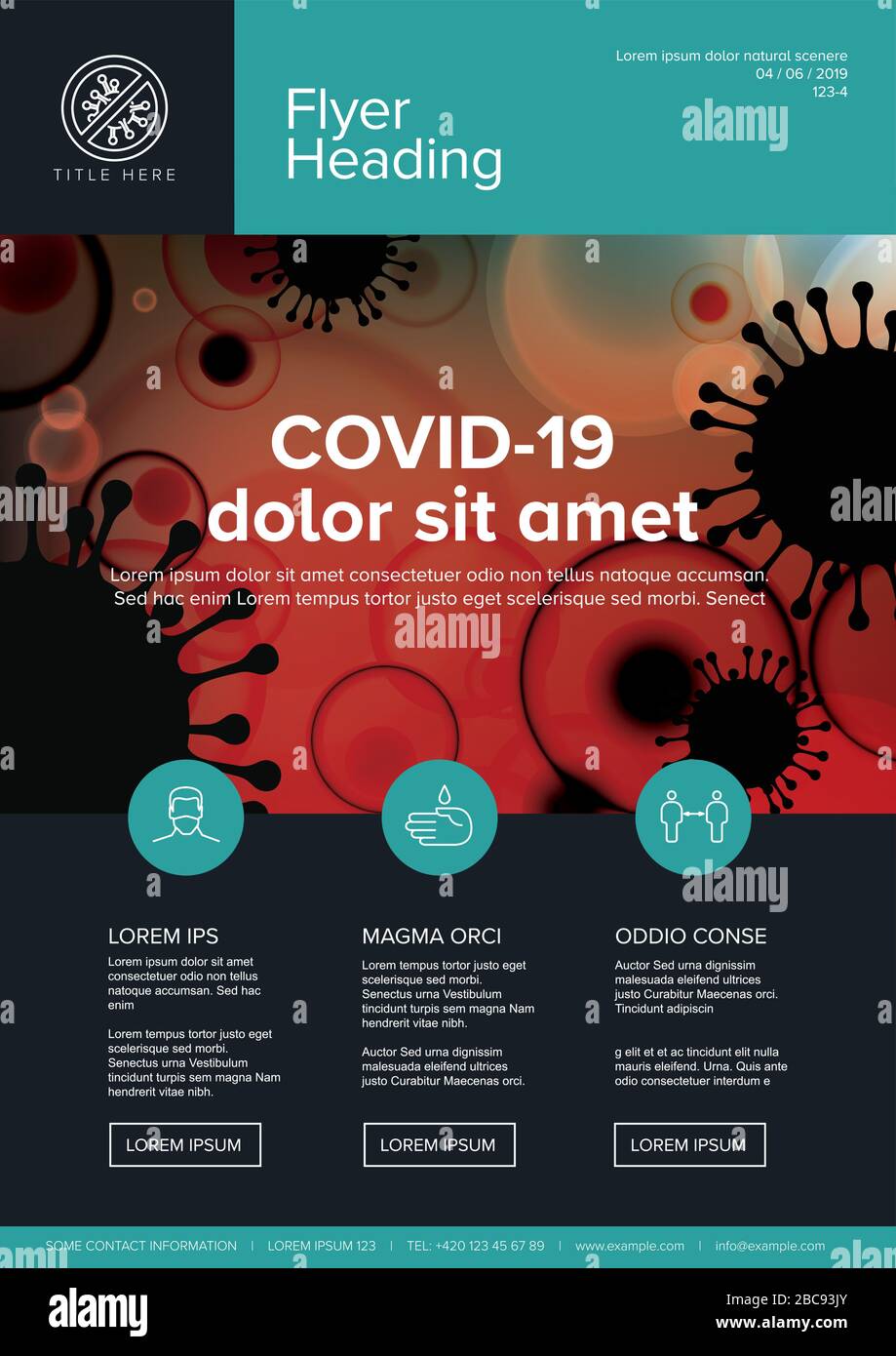 Vector flyer brochure cover template with coronavirus illustration ...