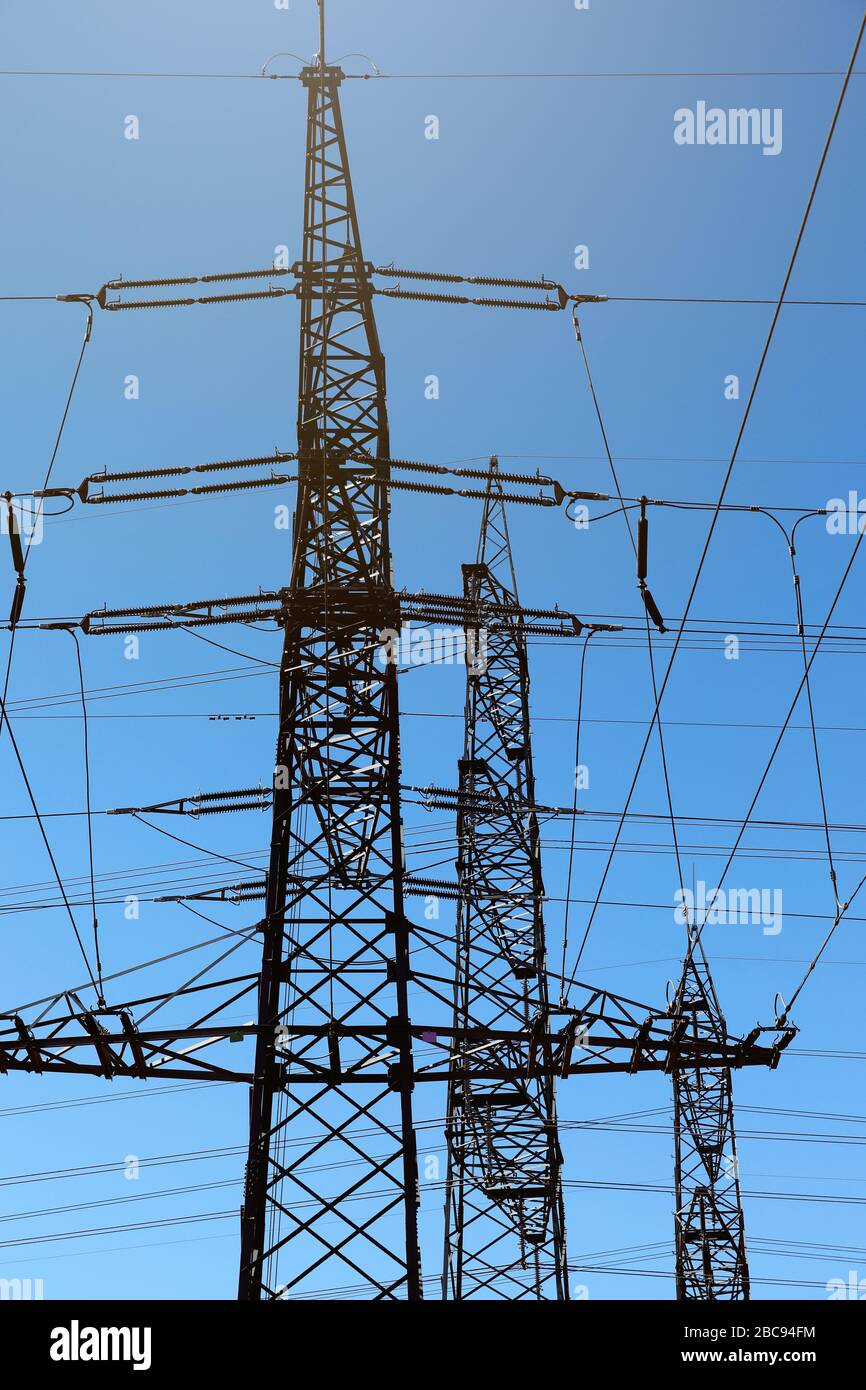 Electricity Pylons high voltage Stock Photo - Alamy