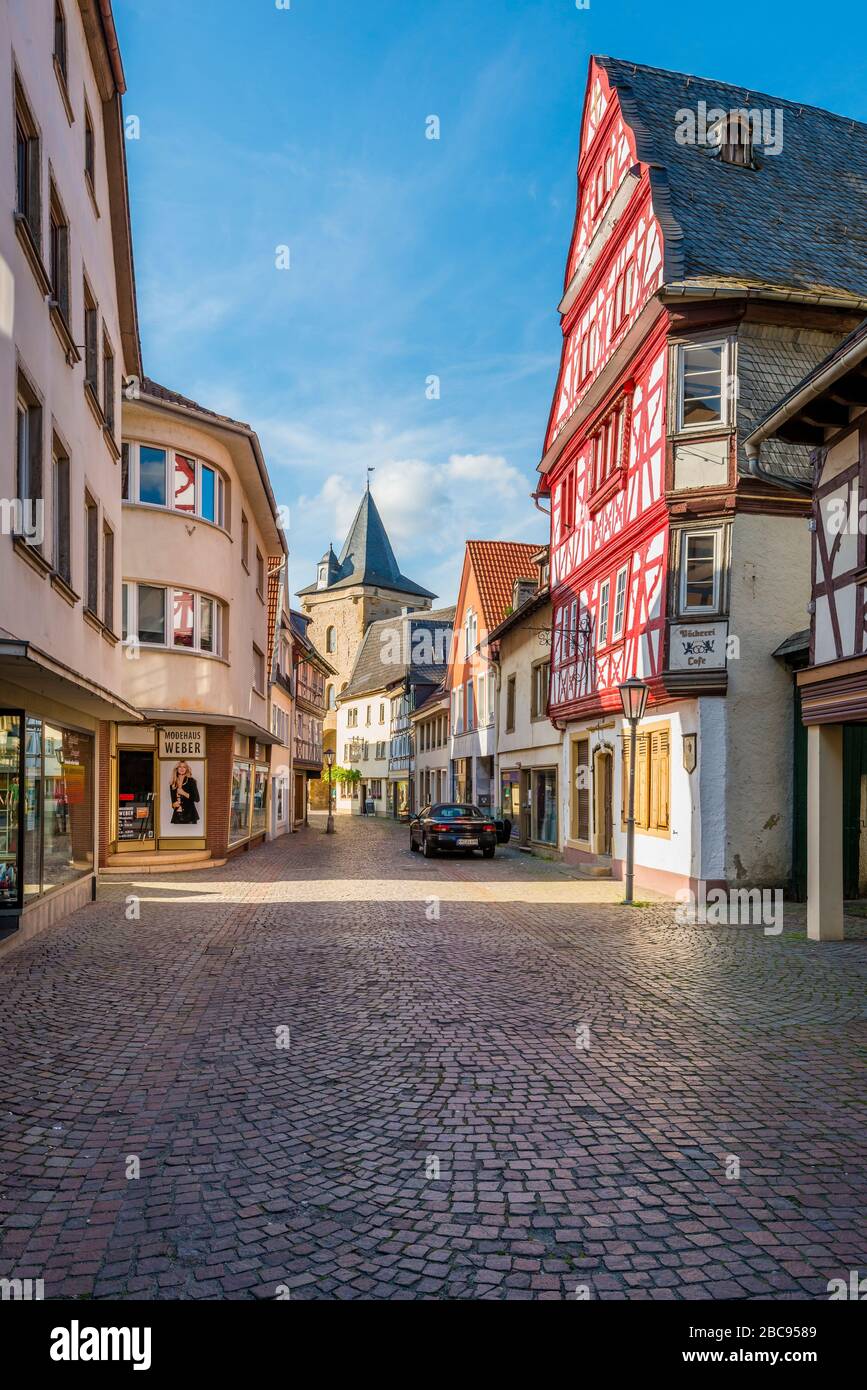 Untergasse with Untertor in the historic old town of Meisenheim am Glan ...