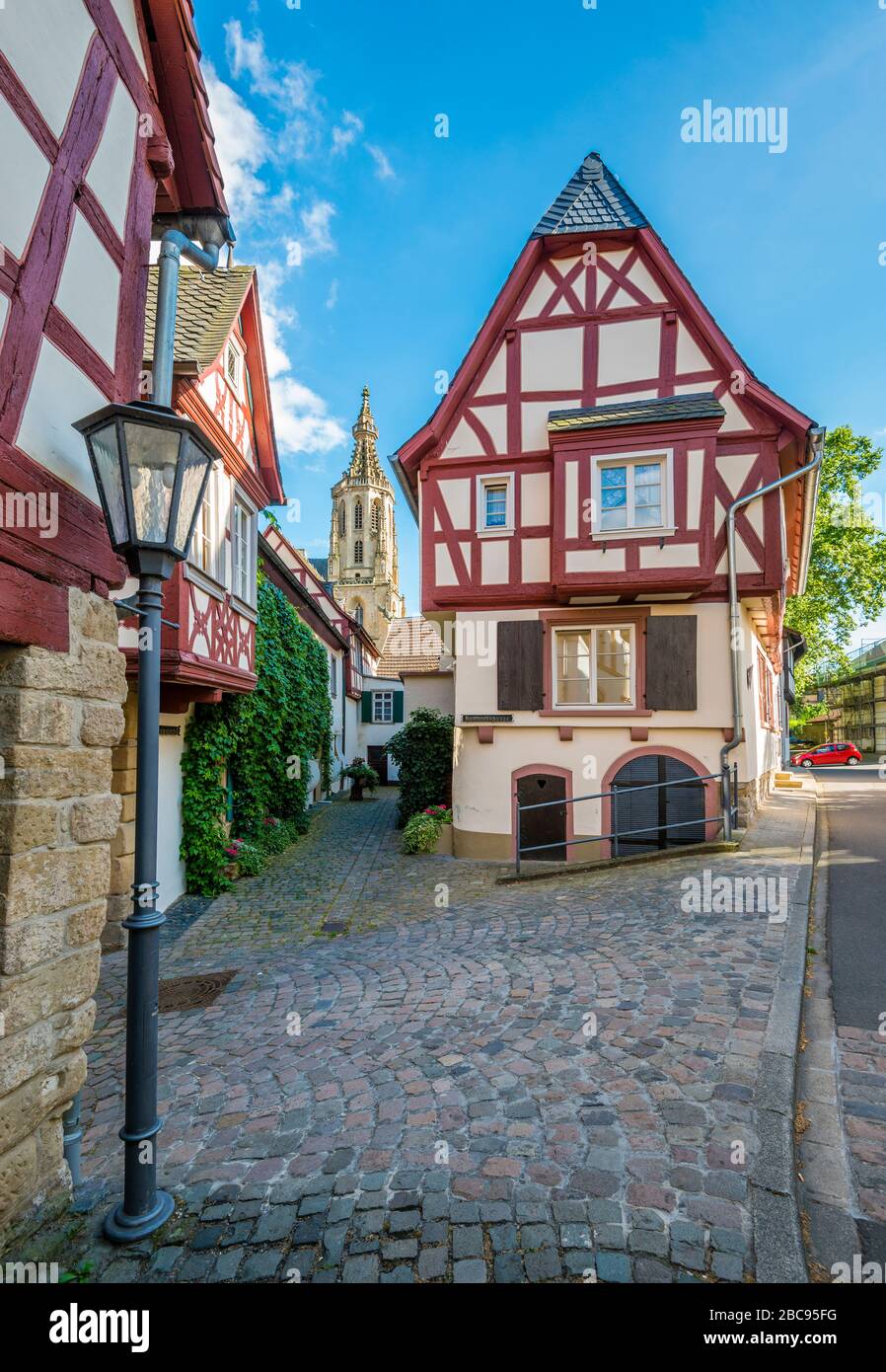 Historic old town of Meisenheim am Glan, half-timbered manor house in ...