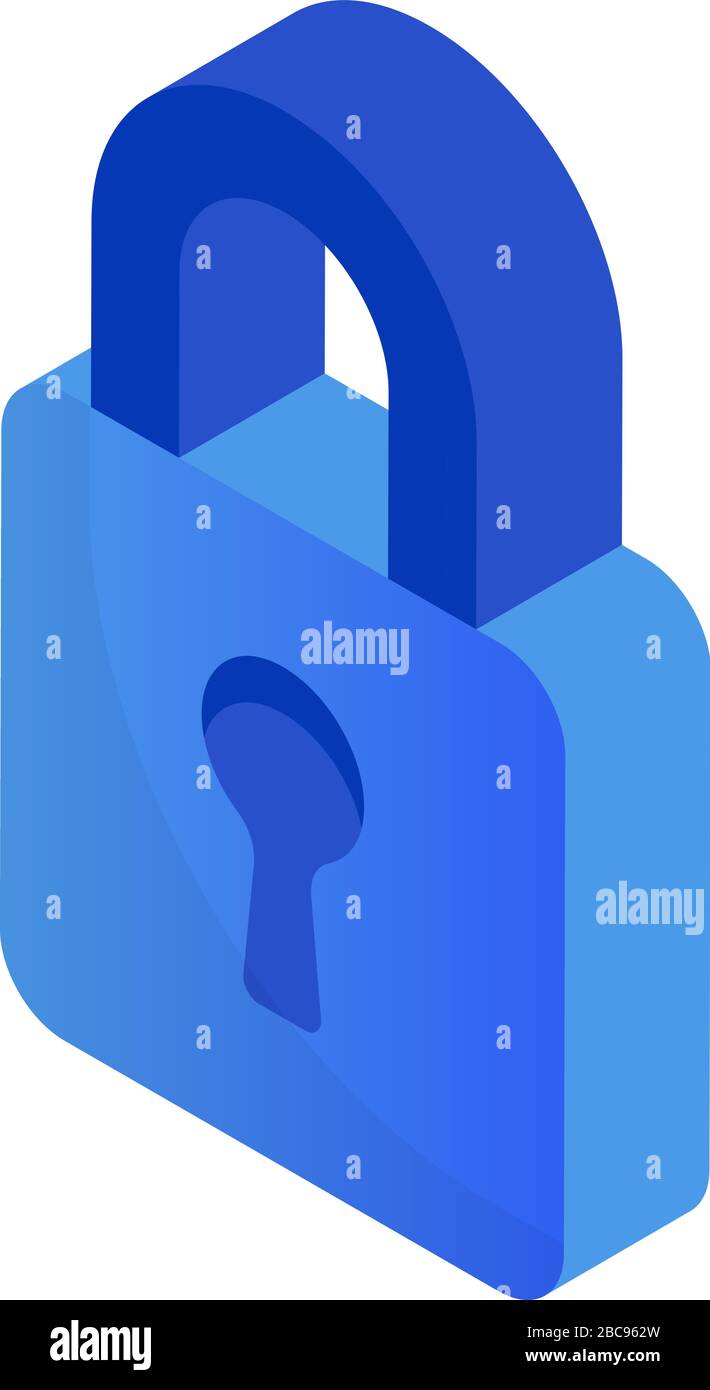 Isometric internet security lock icon Infographic vector illustration ...
