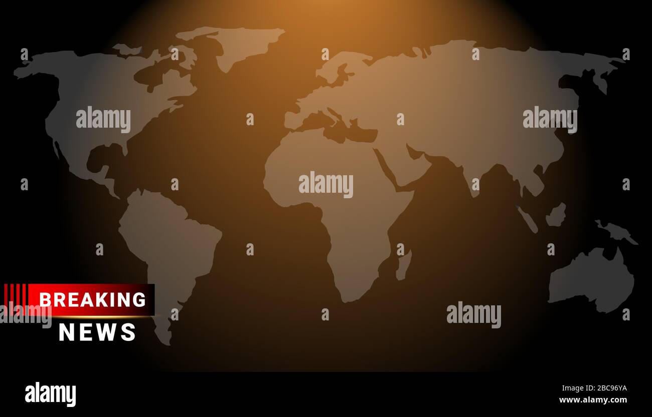 Breaking News headline in dark world map background. Vector ...