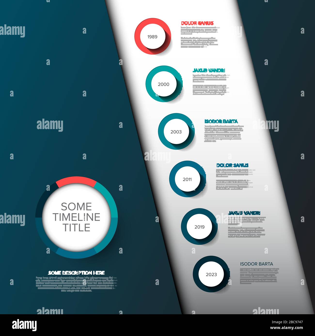 Vector Infographic timeline template with diagonal line, circle buttons ...