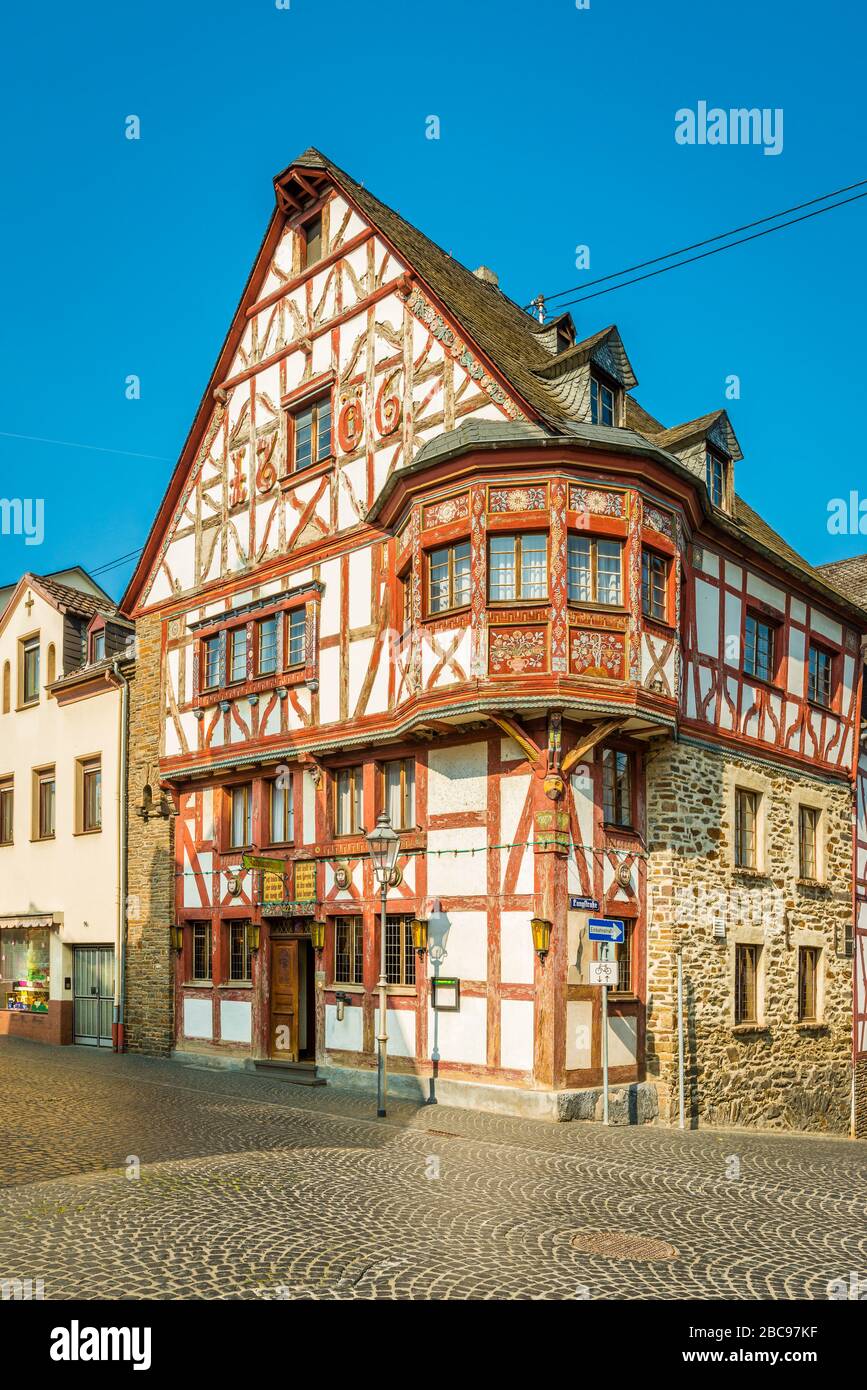 Half-timbered house in Hochstrasse in Rhens, Middle Rhine on the market ...