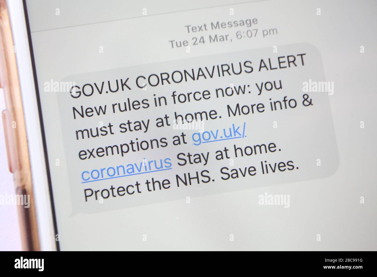 GOV.UK coronavirus alert text UK Stock Photo - Alamy