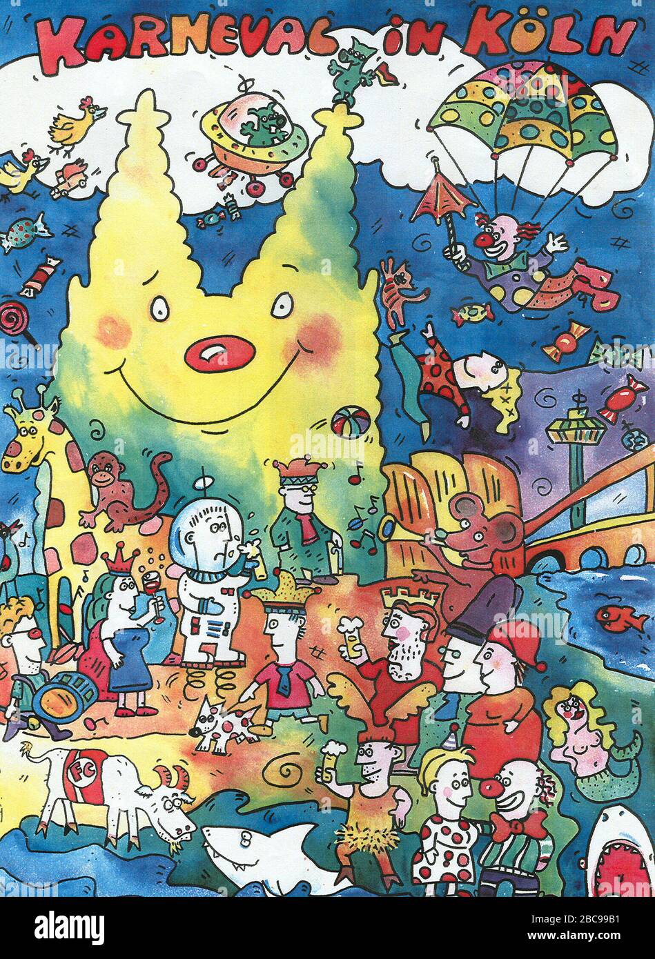 Carnival in Cologne, party mood, many costumed celebrations in front of ...