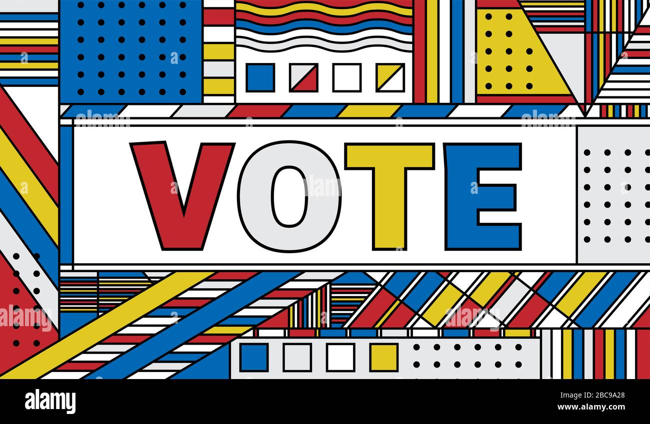 The word VOTE written in abstract patterns and colors illustration ...