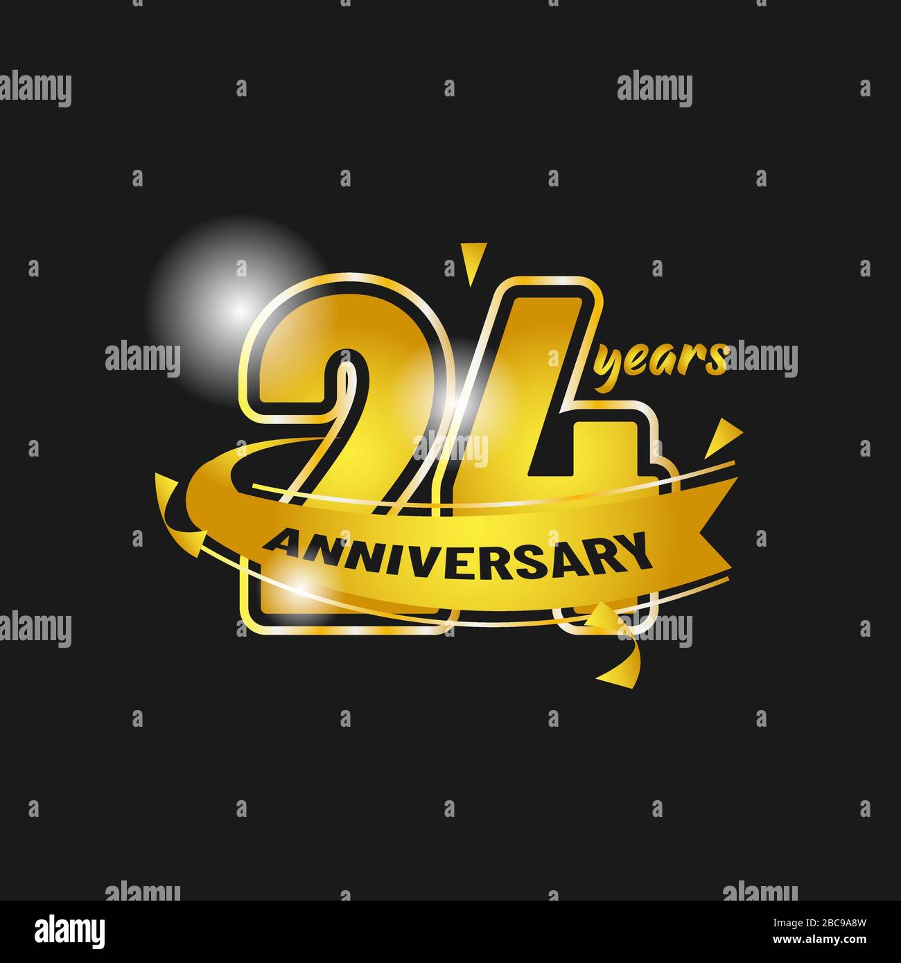 Gold logo design 24 years anniversary for design element celebration ...