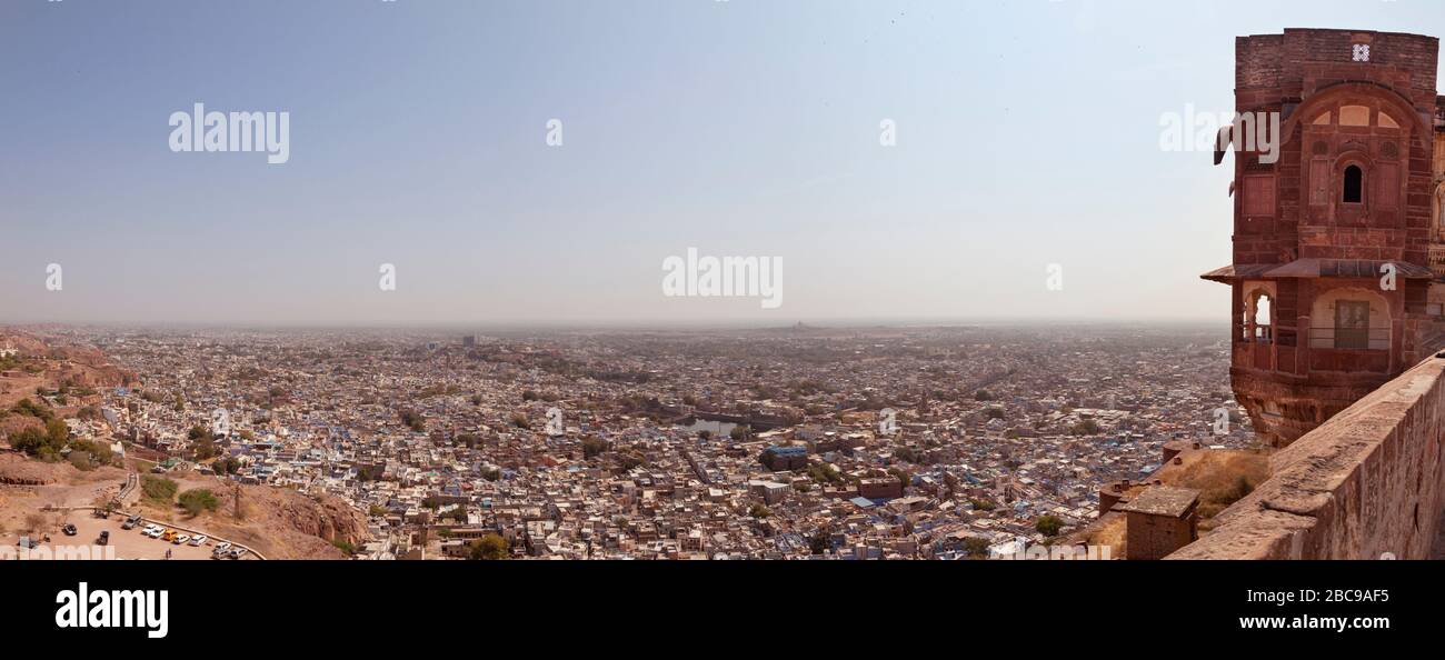 Jodhpur india blue city panorama with fortress Stock Photo - Alamy