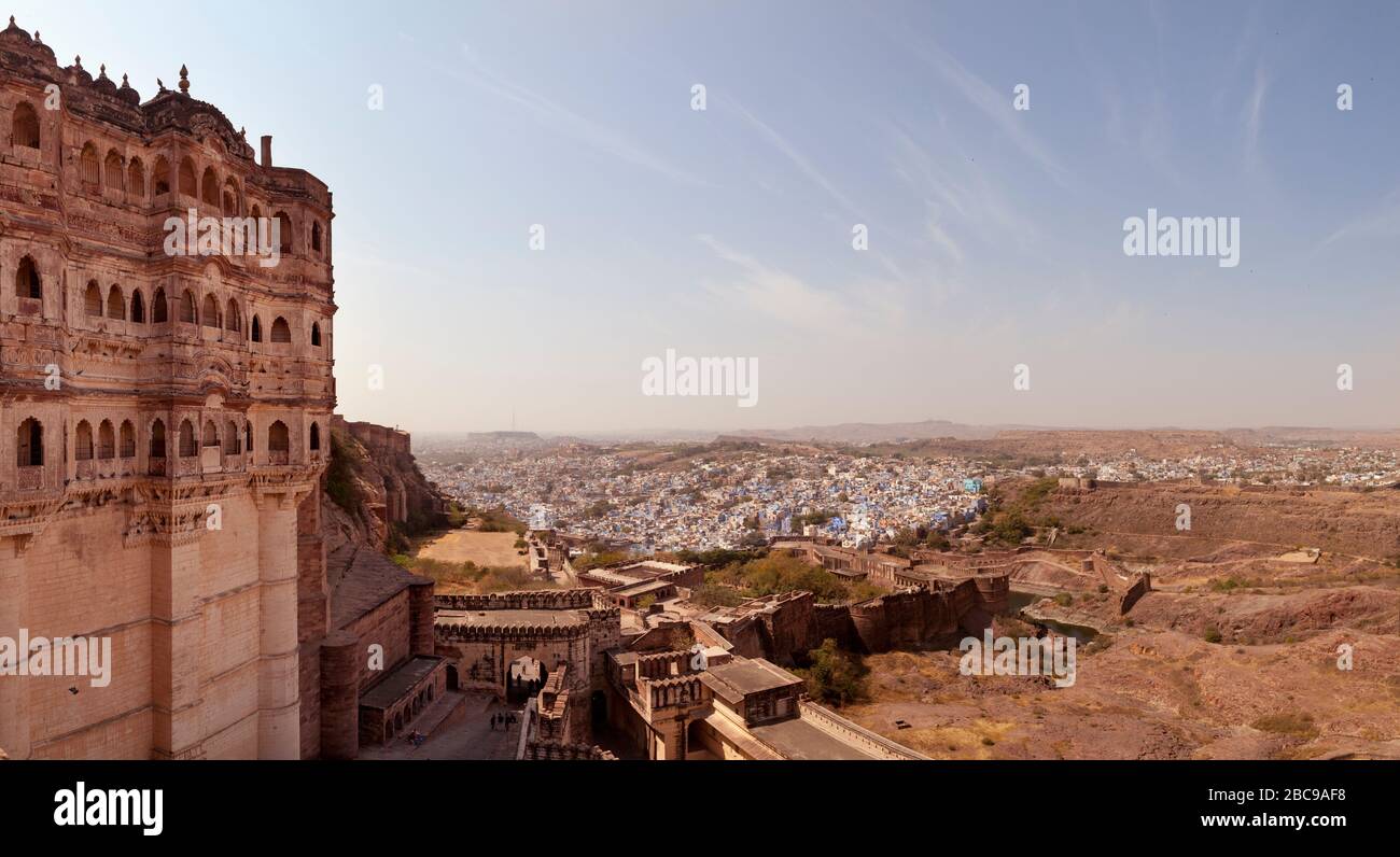 Jodhpur india blue city panorama with fortress Stock Photo - Alamy