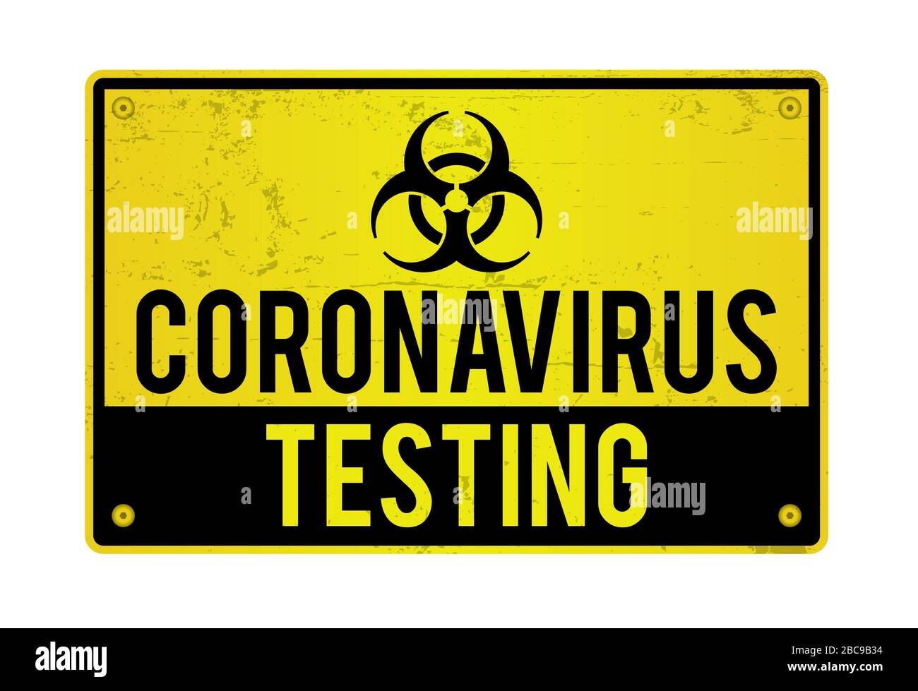 A yellow COVID-19 coronavirus biohazard testing sign illustration ...