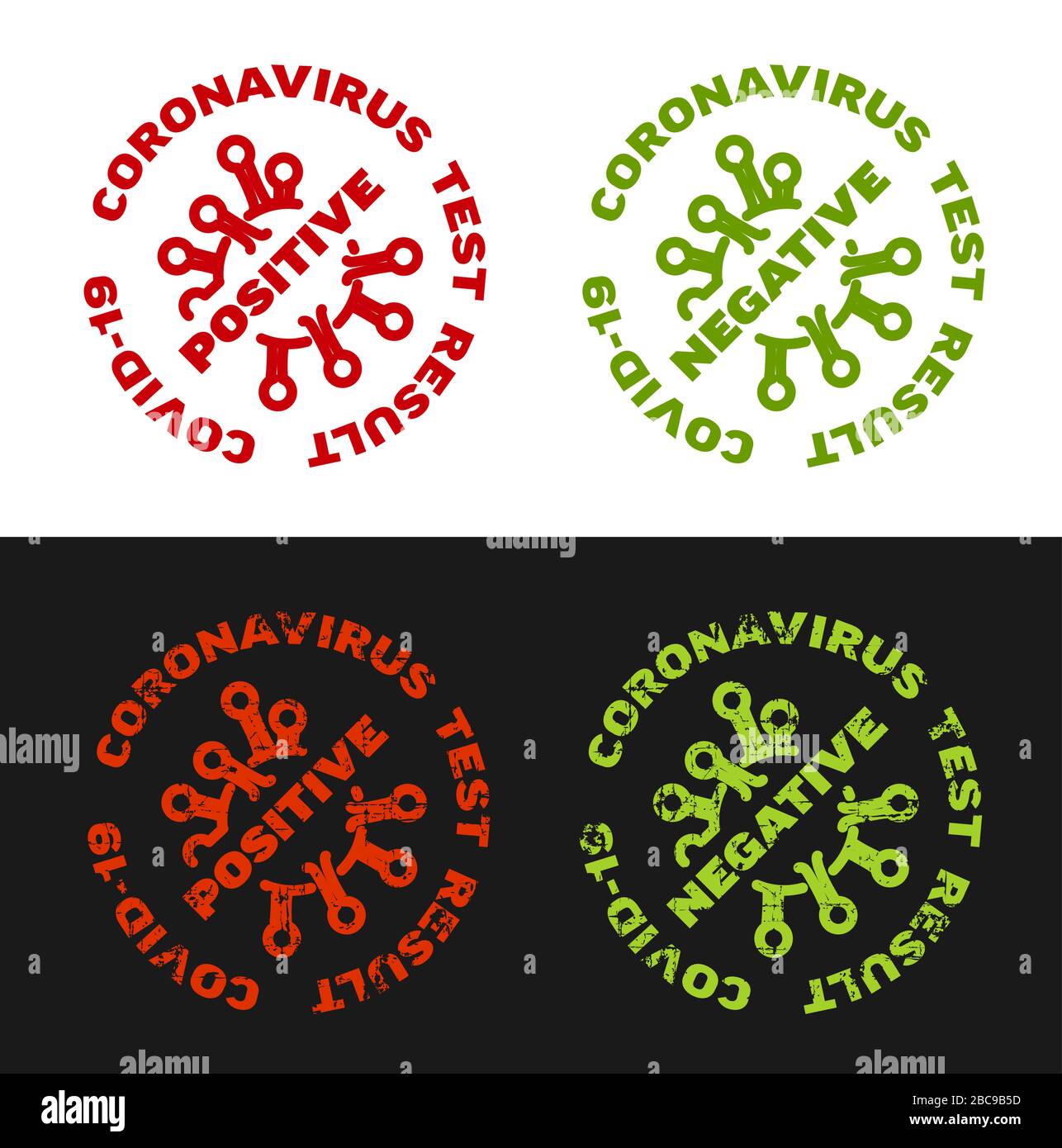 Coronavirus covid-19 test result label tag stamps - red positive and ...