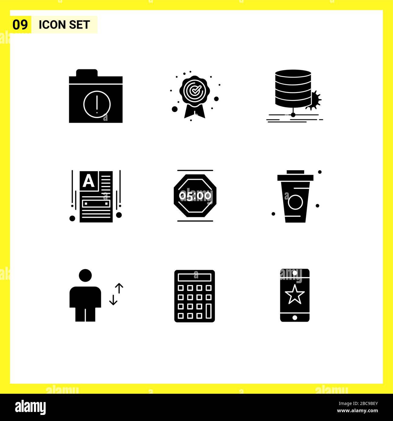 9 Thematic Vector Solid Glyphs and Editable Symbols of stop, stop work ...