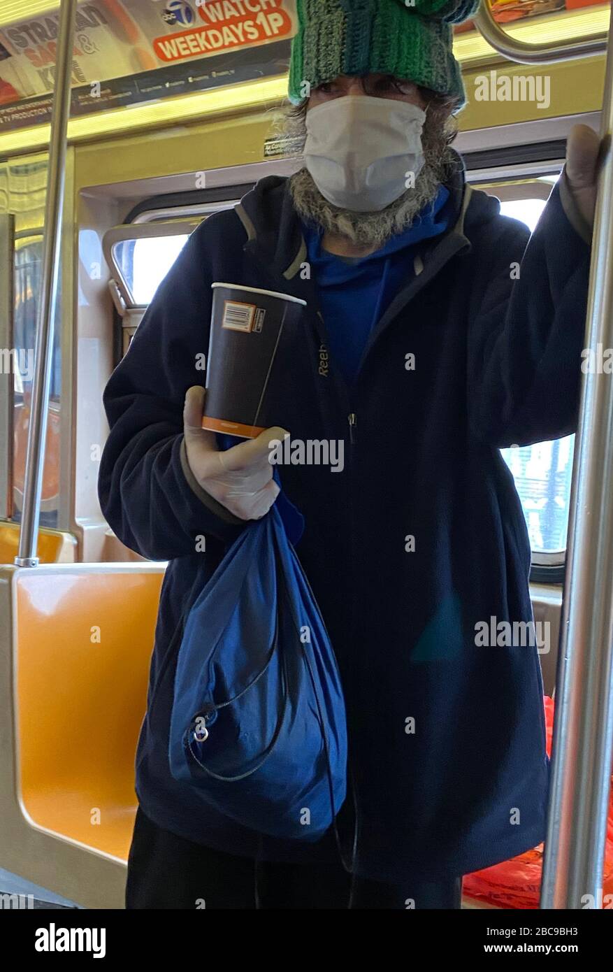 New York, NY, USA. 3rd Apr, 2020. Homeless Man Wearing a Face Mask ...