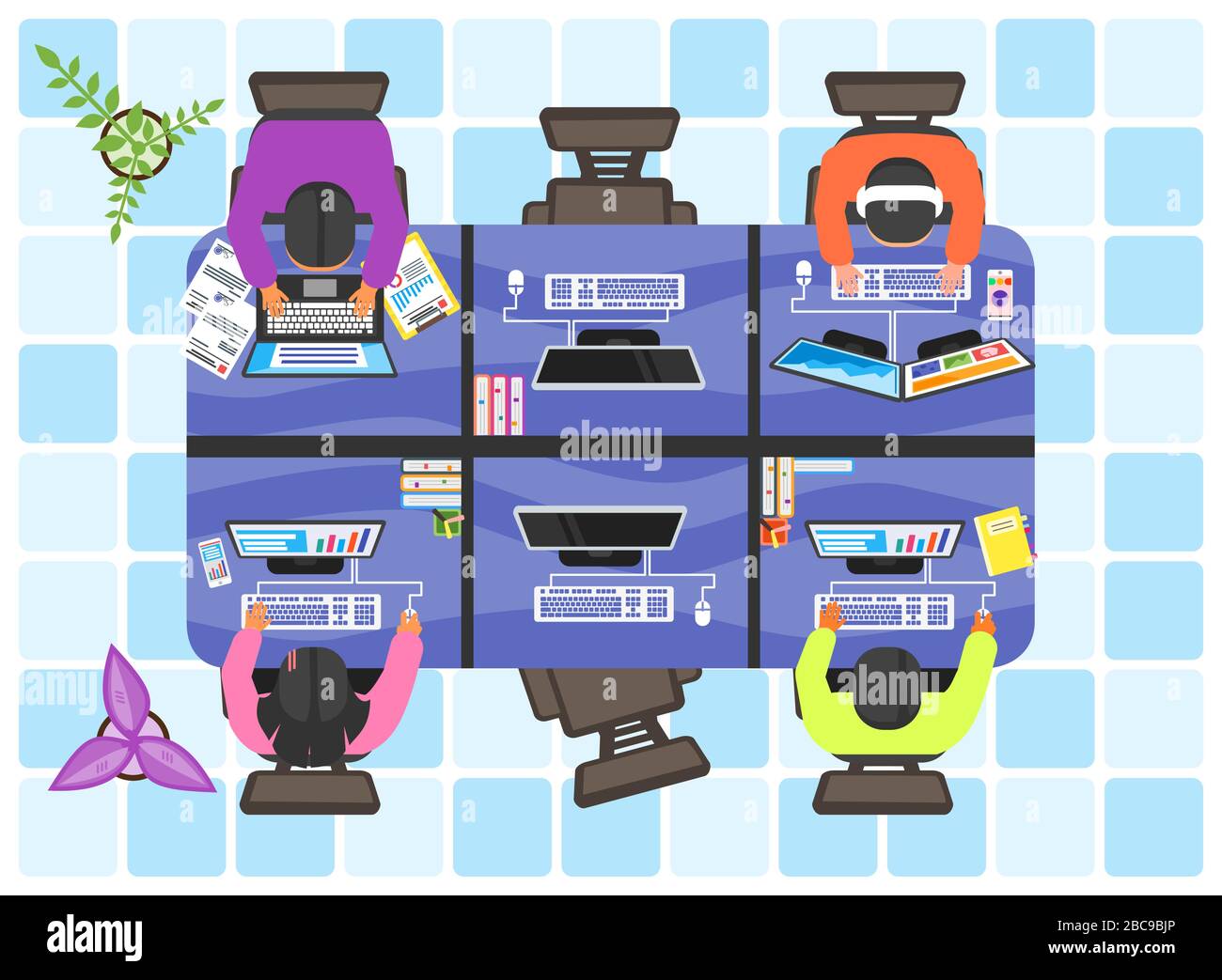 Physical Social Distancing at Office Work or Public Service Area Place ...