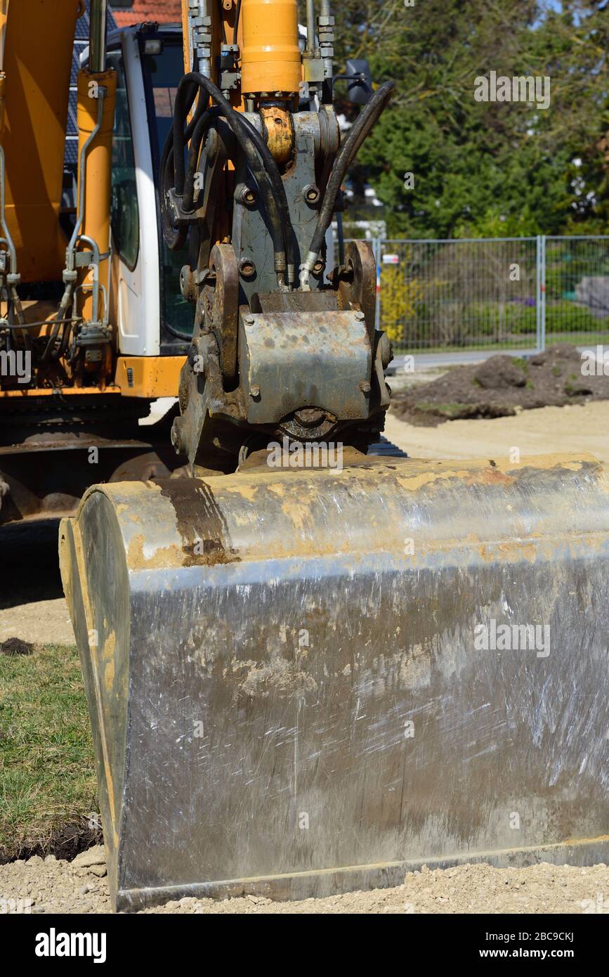 03/28/2020, Friedberg, Bavaria in Germany: partial shot of an excavator ...