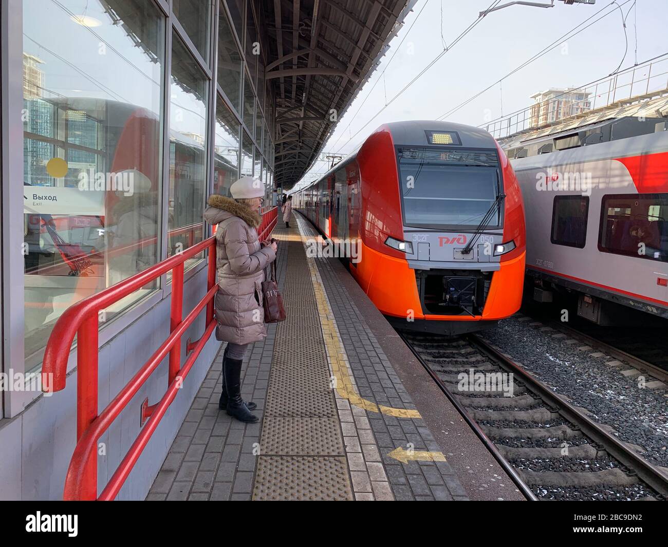 Moscow, Russia - March 01, 2019: View of the platform of Botanicheskiy ...