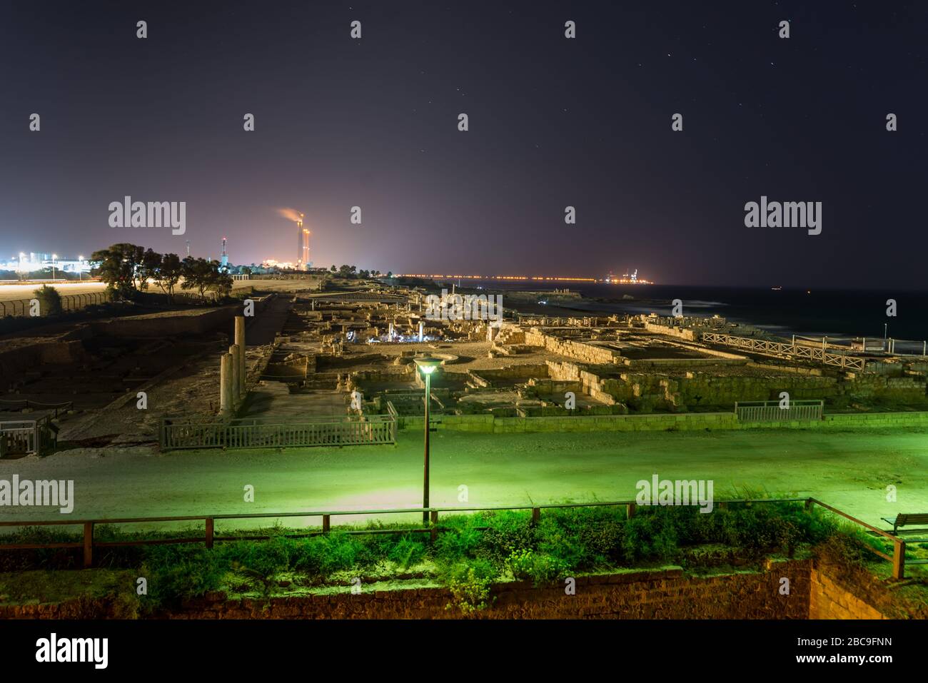 Caesarea National Park, Israel during night Stock Photo - Alamy