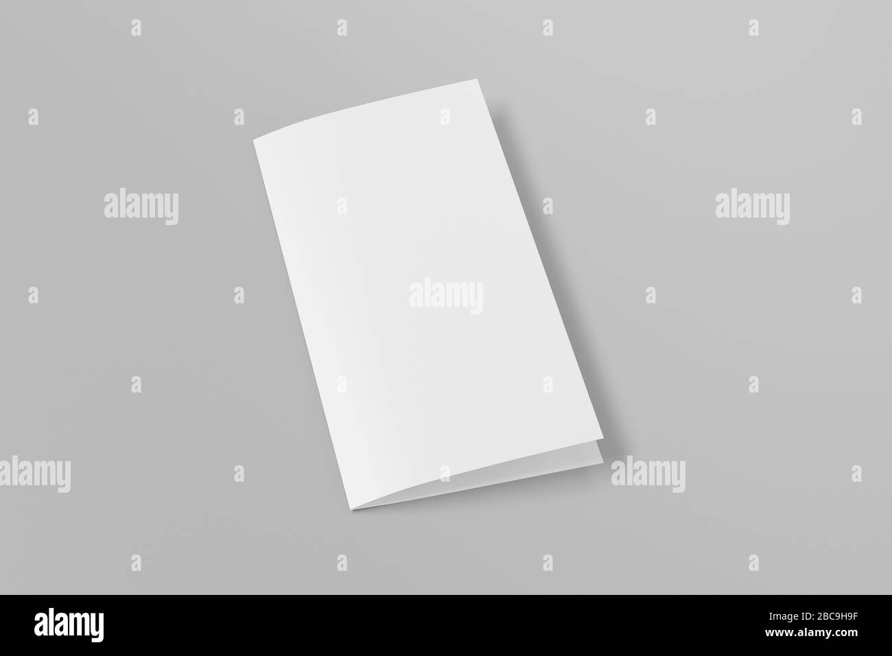 Blank square leaflet on gray background. Bi-fold or half-fold closed ...