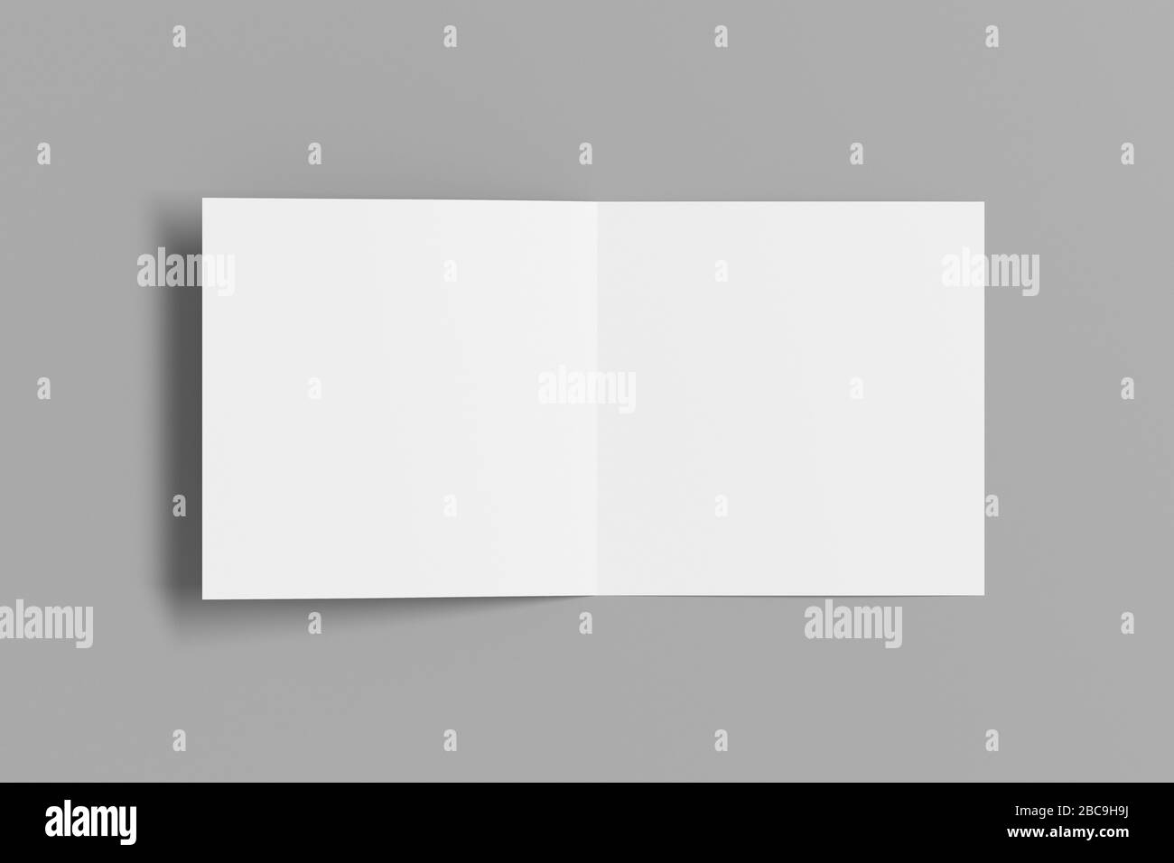 Blank square pages leaflet on gray background. Bi-fold or half-fold ...