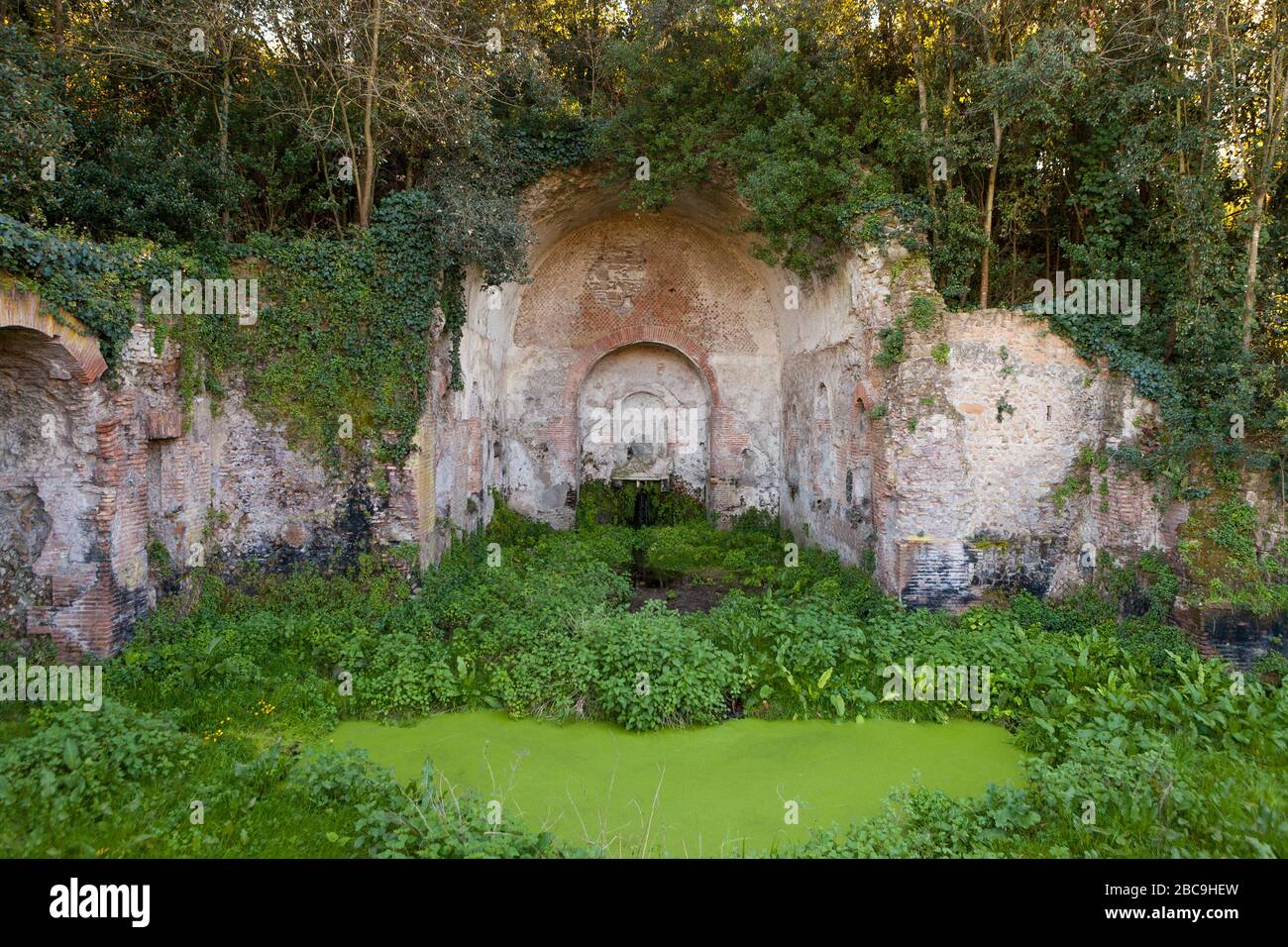 Ruins of Egeria's Nymphaeum (Ninfeo di Egeria). Park of the Caffarella ...
