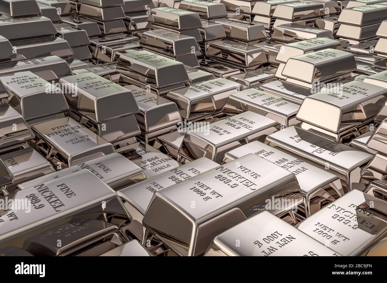 Nickel ingots, bars background. 3D rendering Stock Photo - Alamy