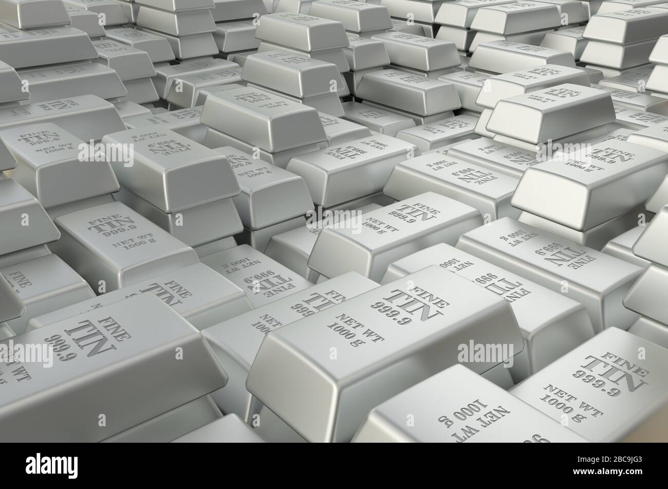 Tin bars, ingots background. 3D rendering Stock Photo - Alamy