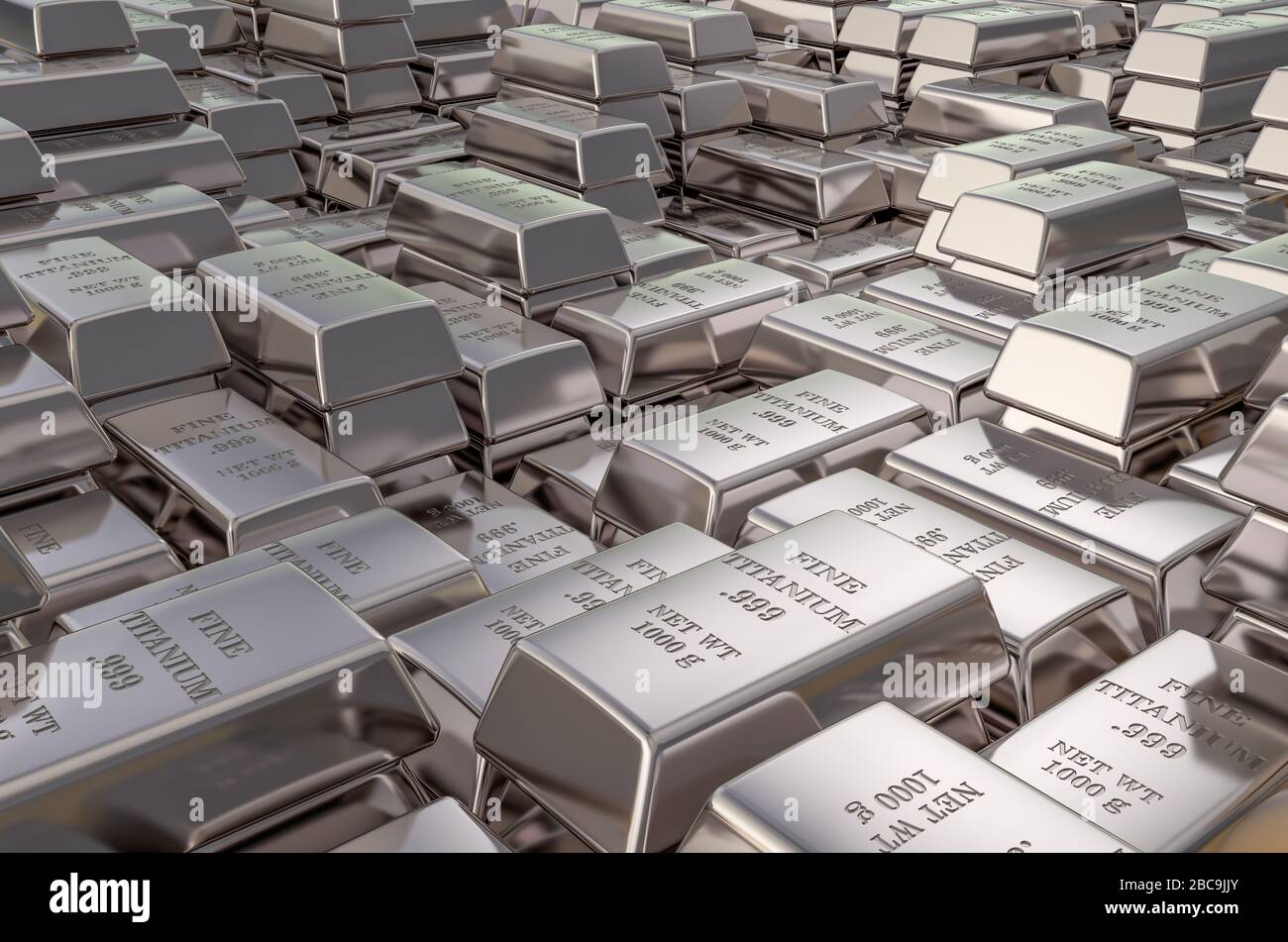 Titanium ingots, bars background, 3D rendering Stock Photo - Alamy