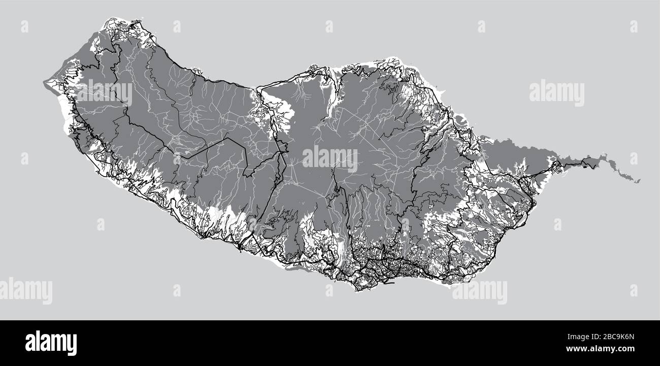 Urban vector city map of Madeira Island, Portugal Stock Vector Image ...