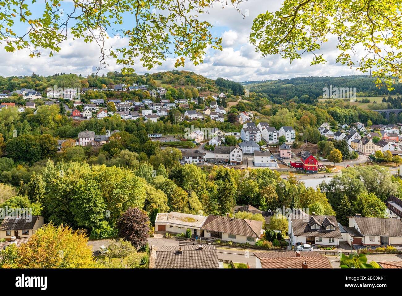 View from Daun Castle on the city, in the Eifel, seat of the gentlemen ...
