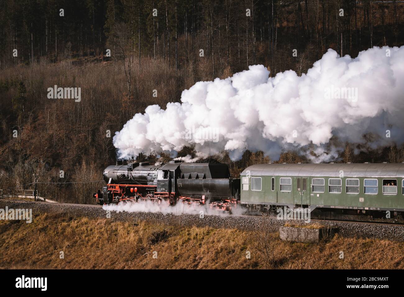 Steam locomotive, Zug, Upper Danube Valley, Baden-Württemberg, Germany ...