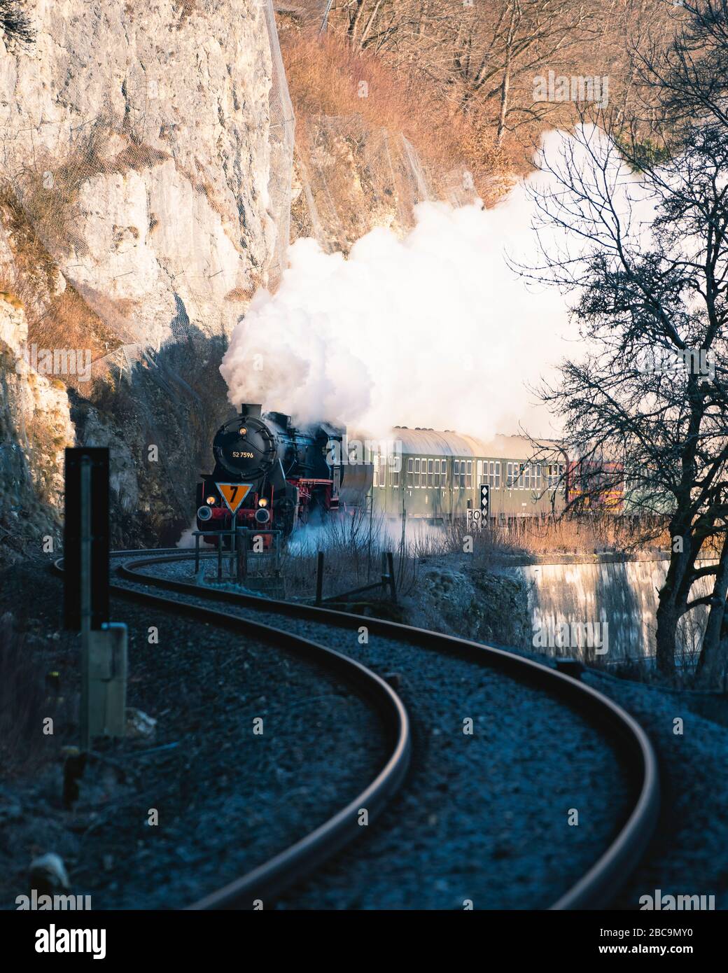 Steam locomotive, 52 7596, Zug, Danube Valley, Baden-Württemberg ...